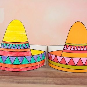 Cinco De Mayo Sombrero Paper Hat Craft Printable | Fiesta Headband ...