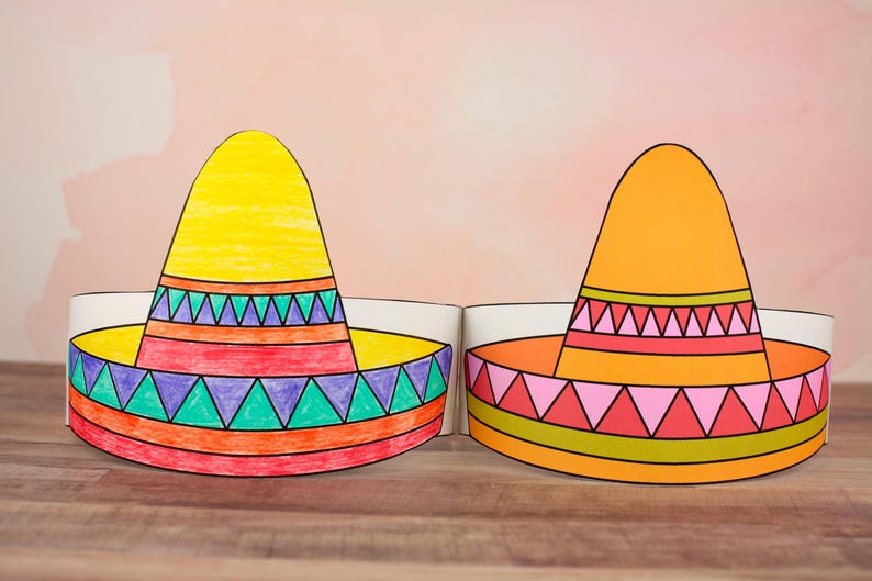 Cinco De Mayo Sombrero Paper Hat Craft Printable | Fiesta Headband ...