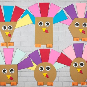 Shape Turkey Craft for Kids, Thanksgiving Turkey Printable, Turkey ...