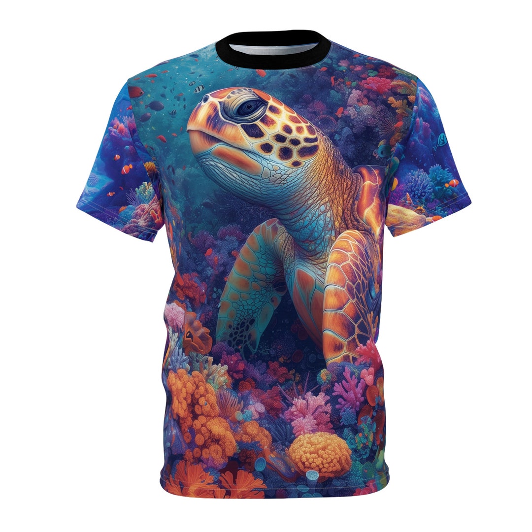 Underwater Ocean, Sea Turtle, Coral, Coral Reef, All Over Print T-shirt ...