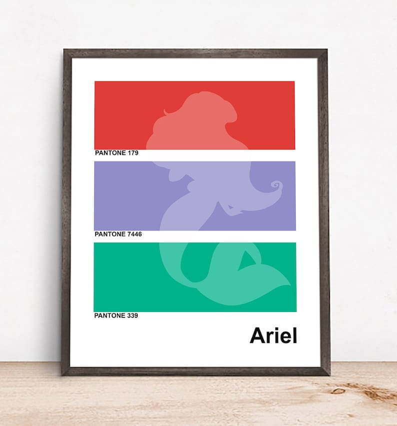Disney Inspired Ariel From Little Mermaid Minimal Pantone Art - Etsy