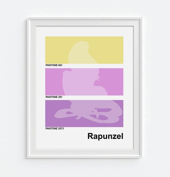 Disney Inspired Rapunzel in Tangled Minimal Pantone Art Print | Etsy