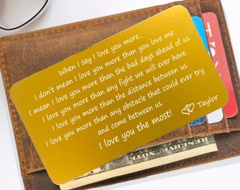 Engraved Wallet Insert Love Note Your Handwriting Option - Etsy
