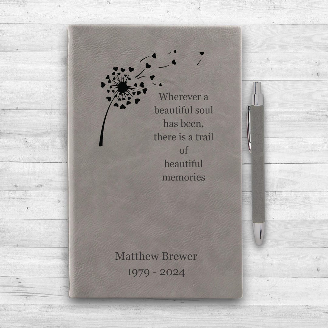 Personalized Grief Journal | Memorial Gift | Custom Vegan Leather ...