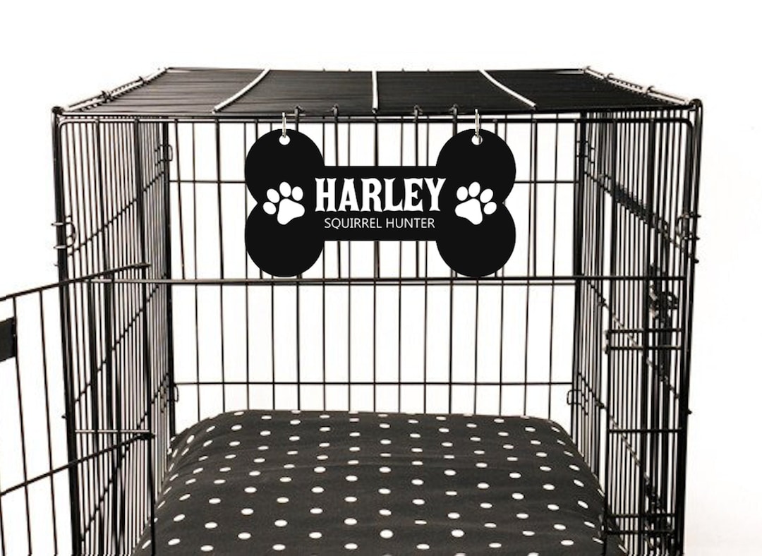 Dog Name Plate, Kennel Crate Pet Tag, Dog Bone Doghouse Sign, Laser ...