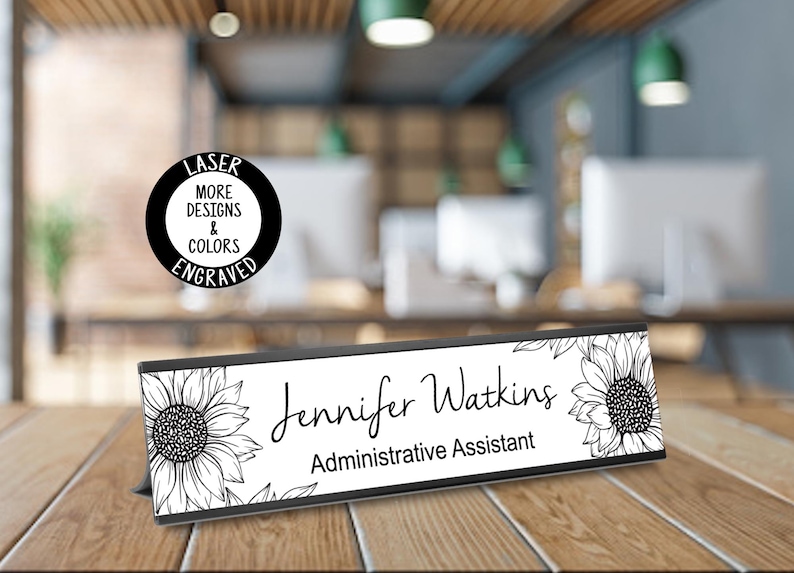 Desk Name Plate Custom Engraved Flexible Acrylic, Personalized Office ...