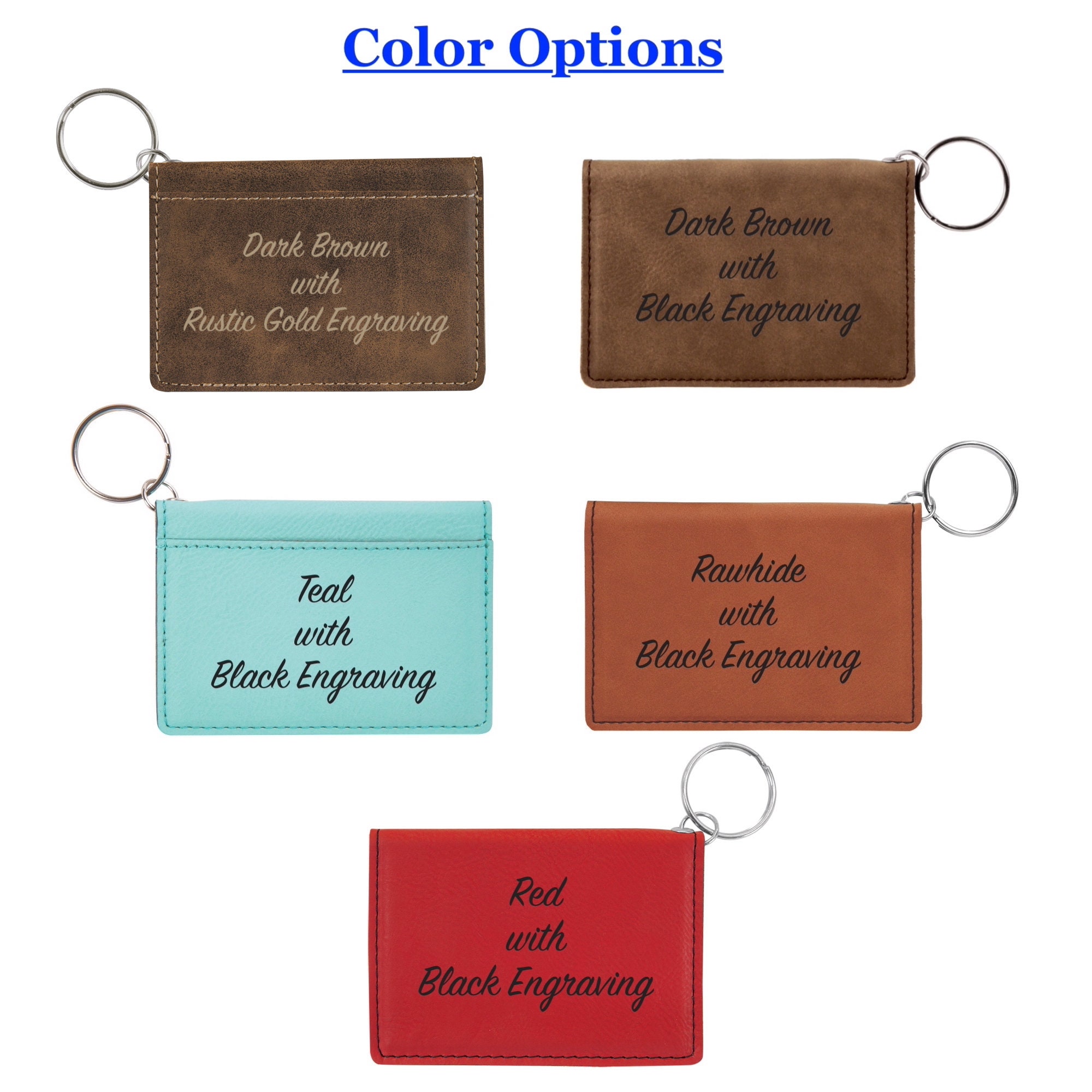 Personalized Keychain Wallet Vegan Leather Custom ID Holder - Etsy