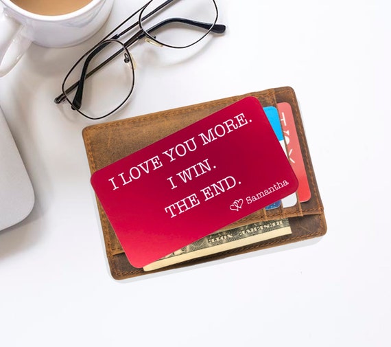 Personalized Engraved Wallet Card I love you more Love | Etsy