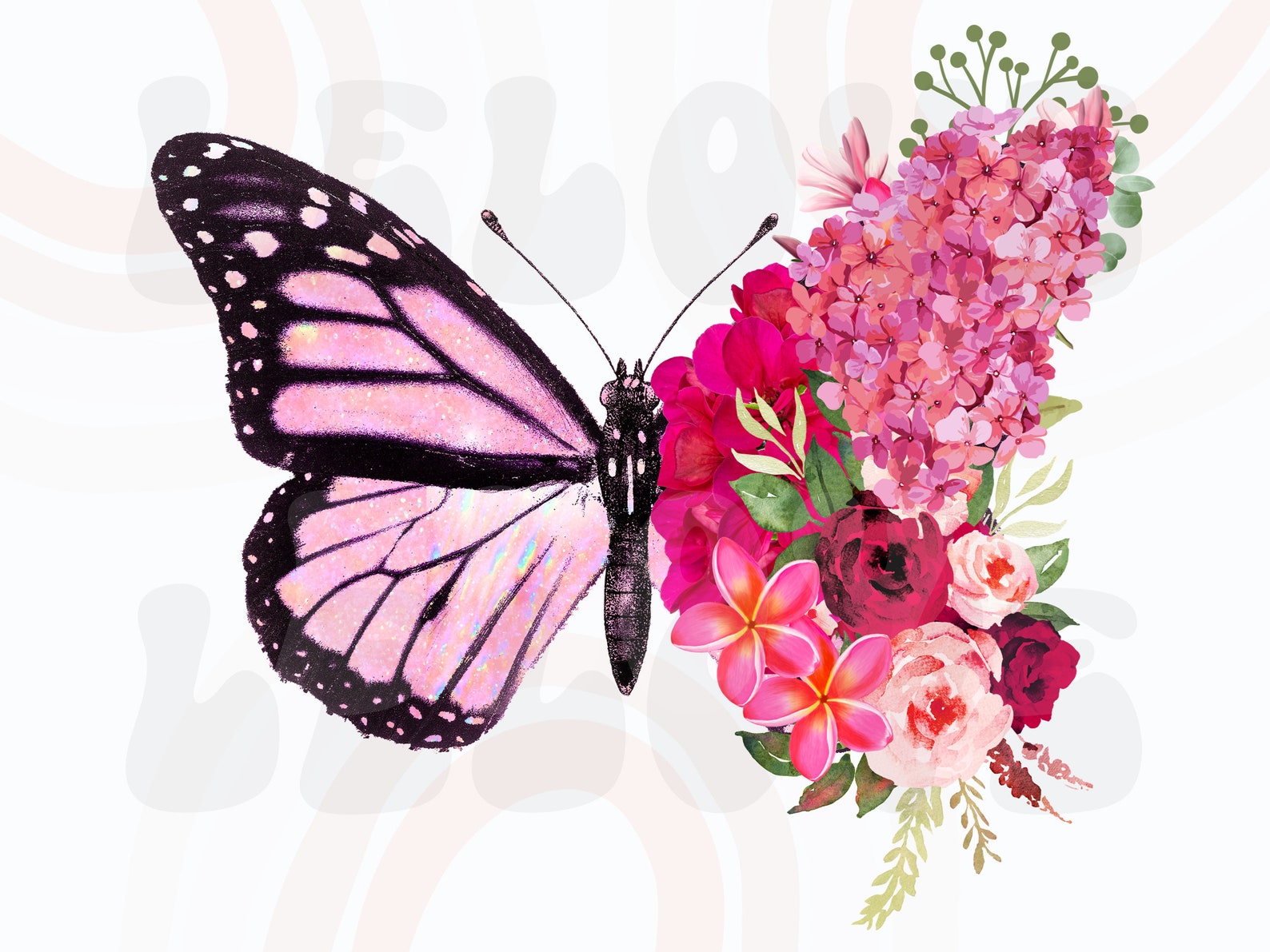 Floral Butterfly SUBLIMATION Design PNG, Flower Butterfly Sublimation ...