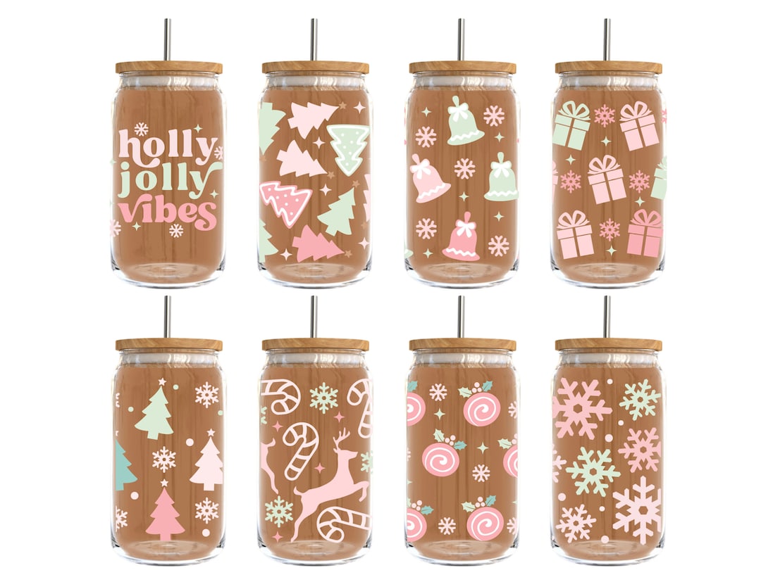 8 Designs Christmas Libbey Bundle,christmas Glass Can Bundle,libbey ...