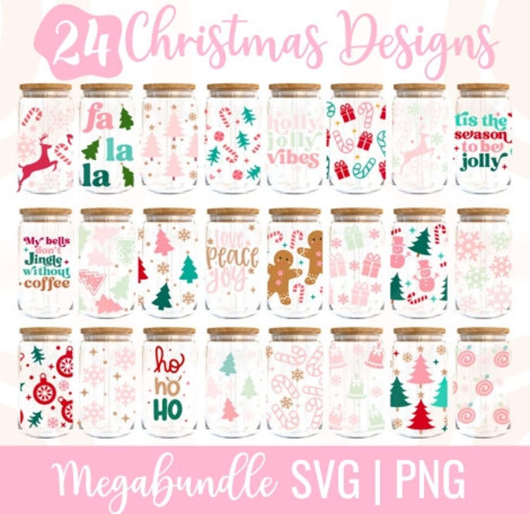 Christmas Libbey Svg Bundle,christmas Glass Can Bundle,libby Wrap ...