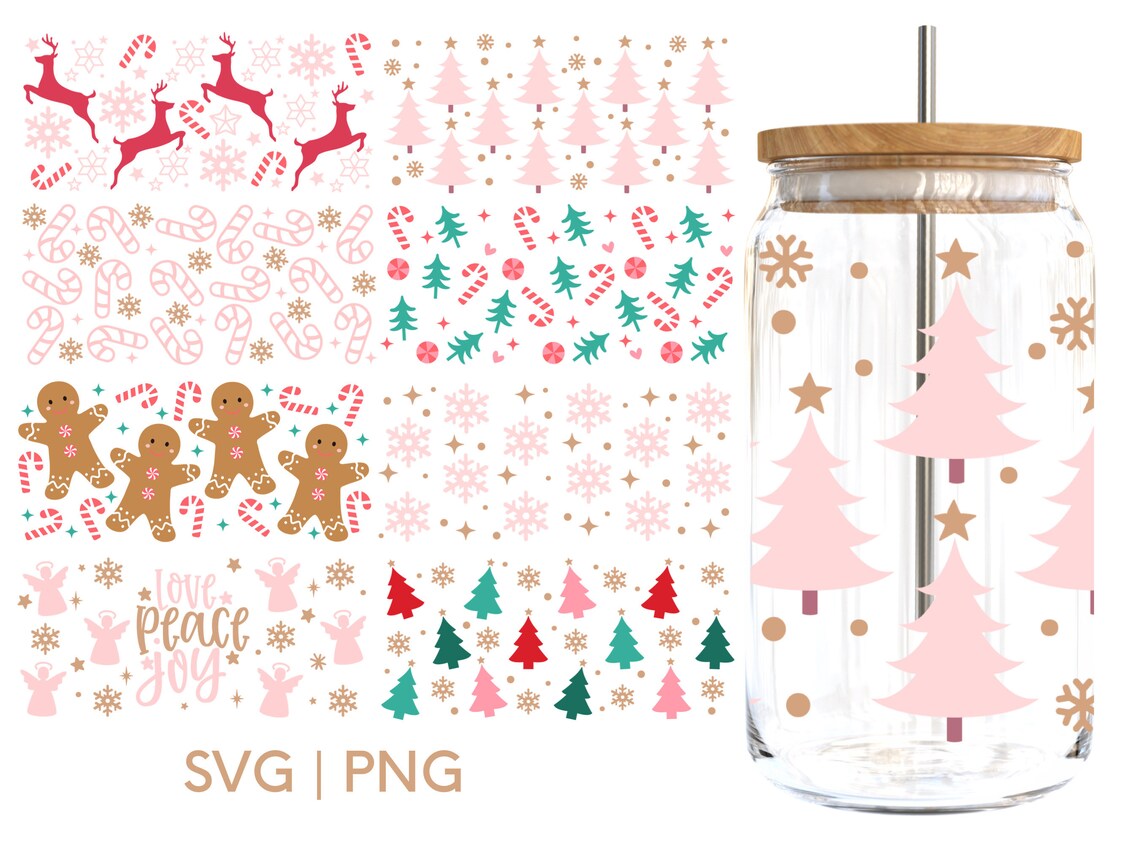 Christmas Libbey Svg Bundle,christmas Glass Can Bundle,libby Wrap ...