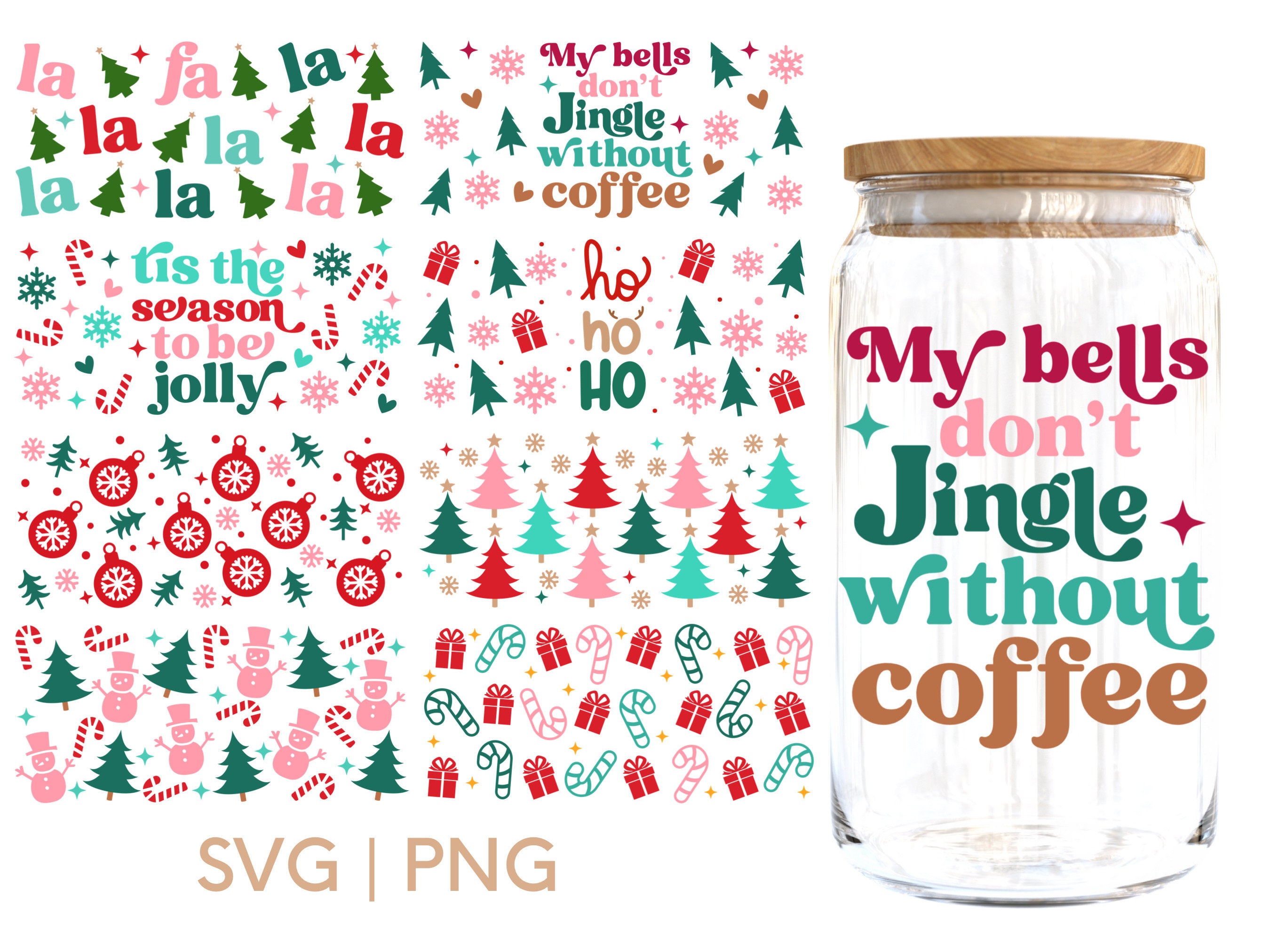 Christmas Libbey Svg Bundle,christmas Glass Can Bundle,libby Wrap ...