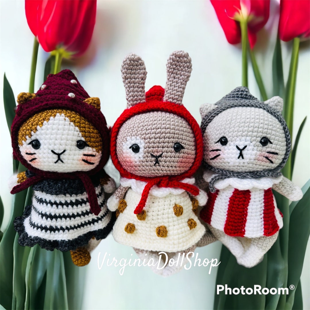 Little Cat Doll Little Bunny Doll Handmade Stuffed Animals Baby Gift ...