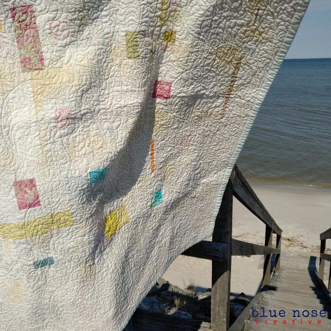 Calm and Soothing Batik Modern Improv Baby Quilt | White, Off-white ...