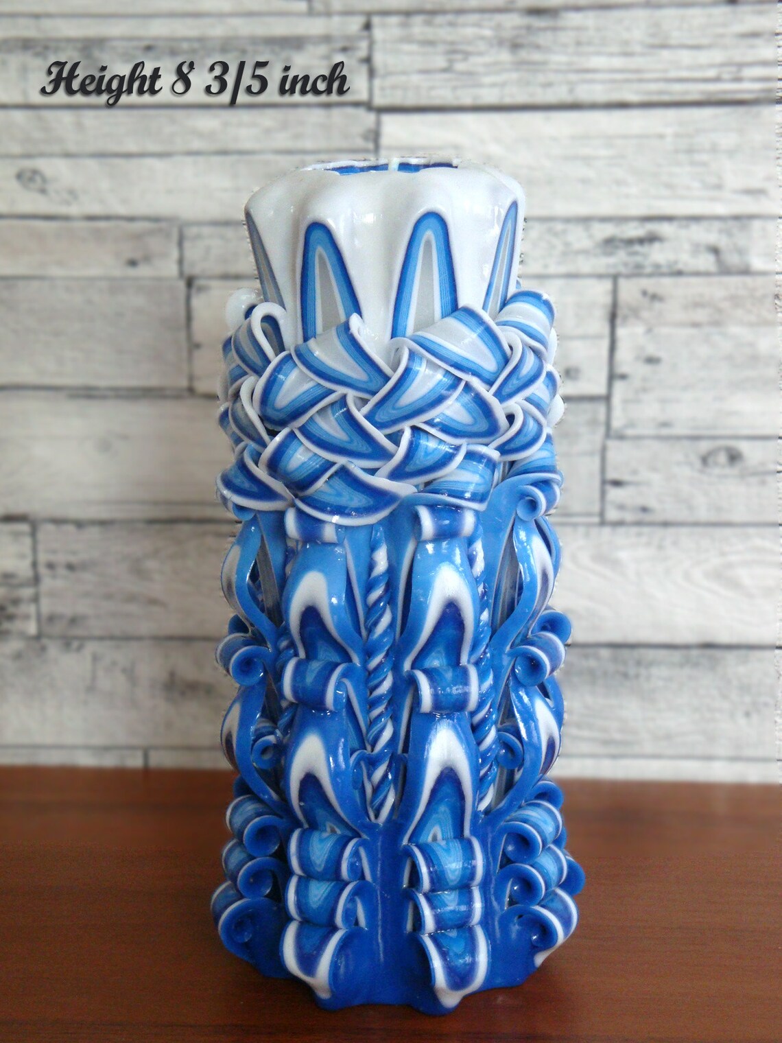 Blue carved candle set long distance gift candles for best | Etsy