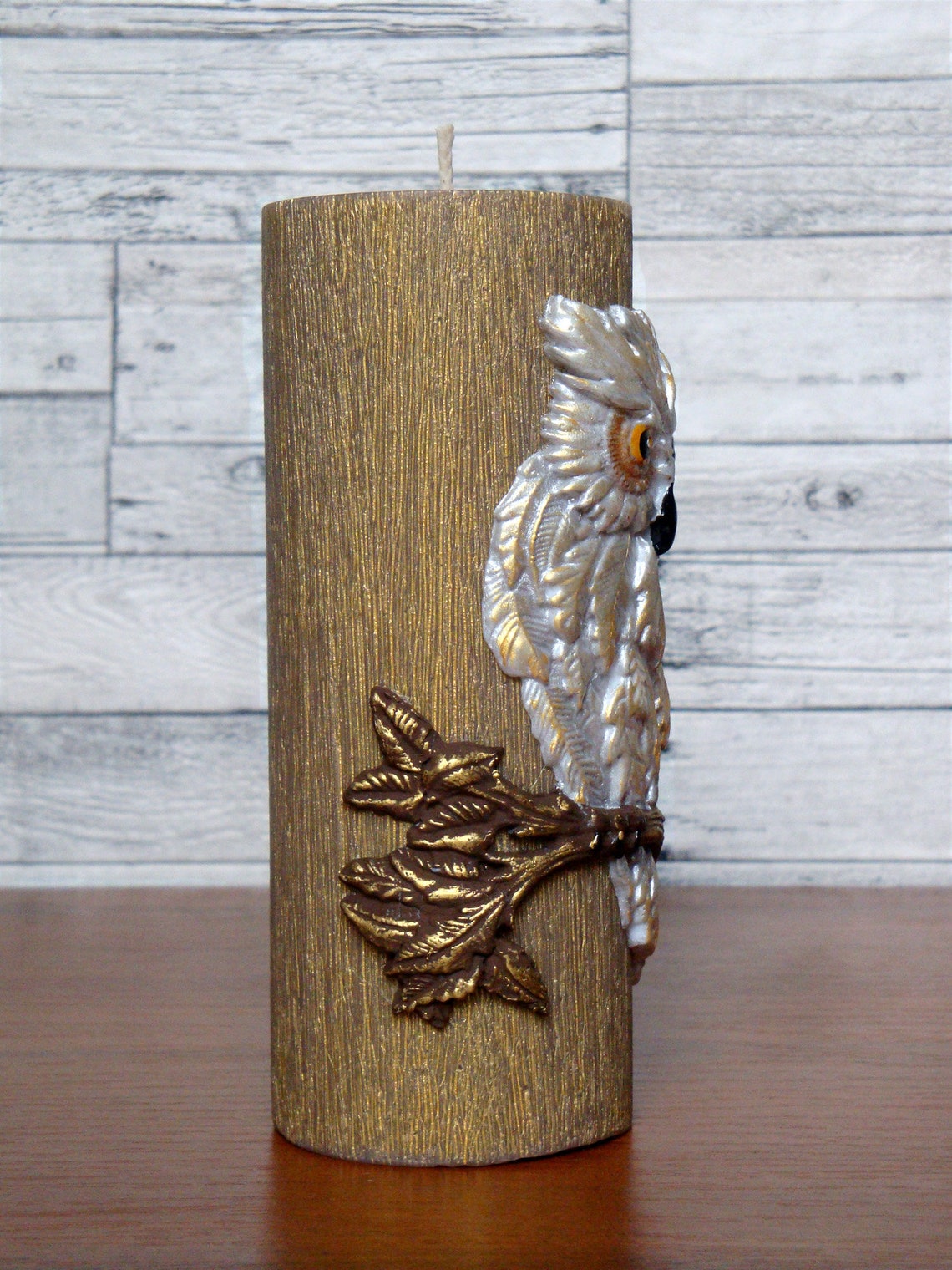 Original handmade decorative candle with eagle owl a gift | Etsy