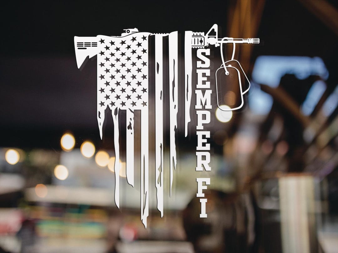 SEMPER FI Distressed Flag Decal, Available in Many Sizes and Colors ...