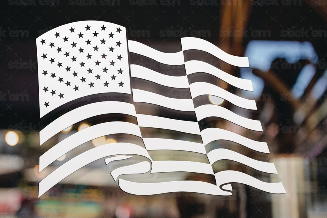 Waving American Flag Decal, Available in Many Sizes and Colors, Flag ...