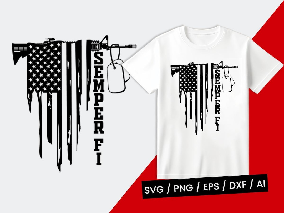 SEMPER FI Distressed Flag Svg, Png, Eps, Dxf, Ai Files + Commercial Use ...
