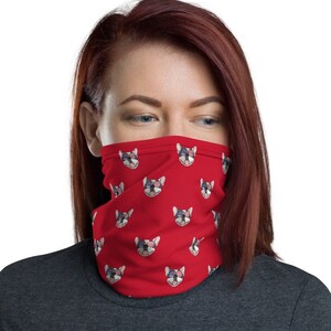 Frenchie Dog Face Mask, USA Neck Gaiter, French Bulldog, Washable ...