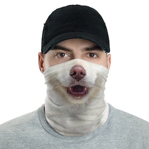 Samoyed Dog Neck Gaiter, Dog Face Mask, Samoyed Costume, Dog Outfit ...