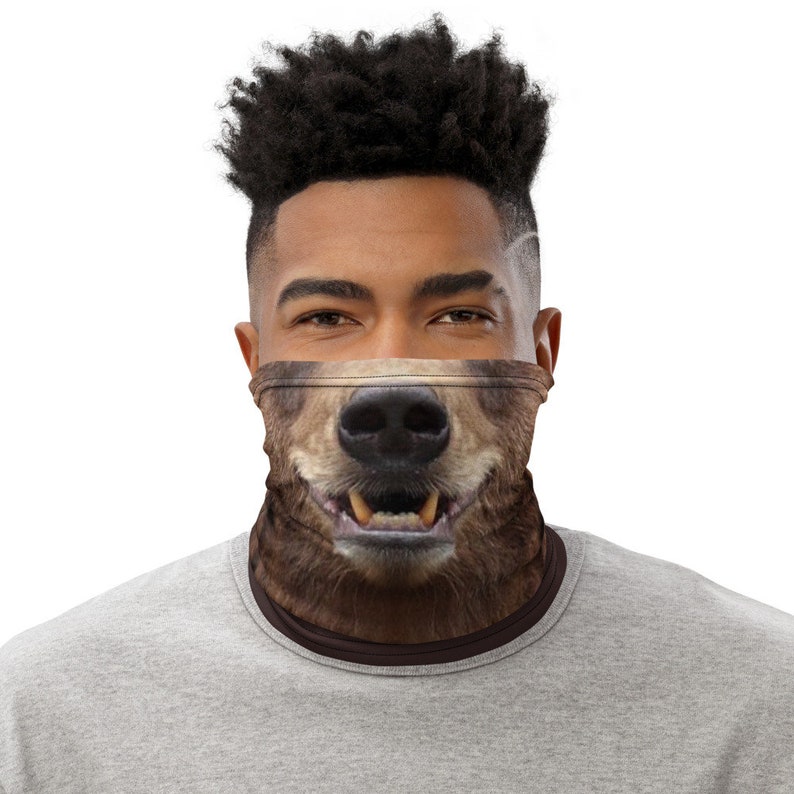 Grizzly Bear Face Mask, Washable Reusable Neck Gaiter for Adults, Face ...