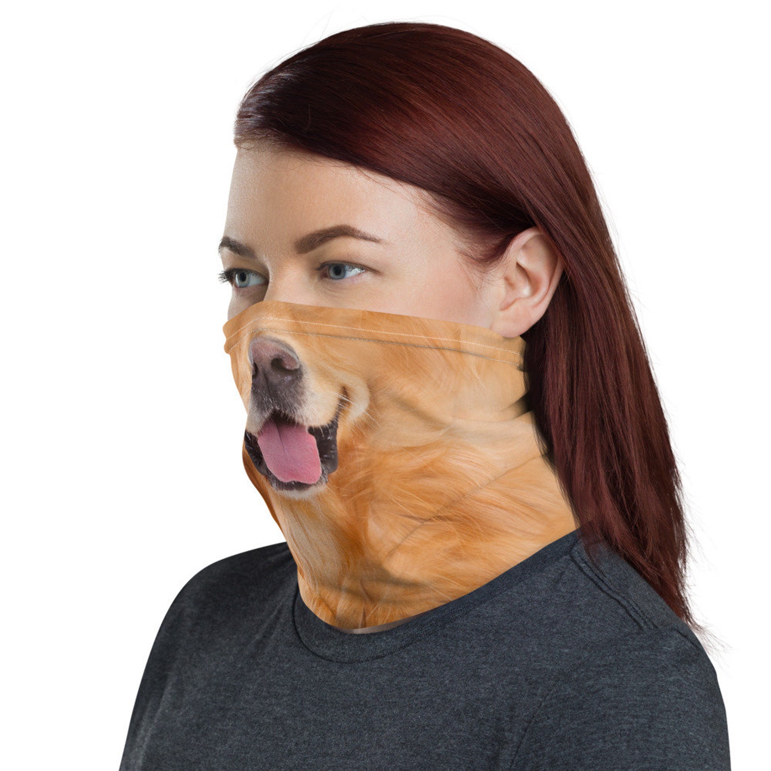 Golden Retriever Neck Gaiter, Face Mask, Funny Dog Costume, Tube ...