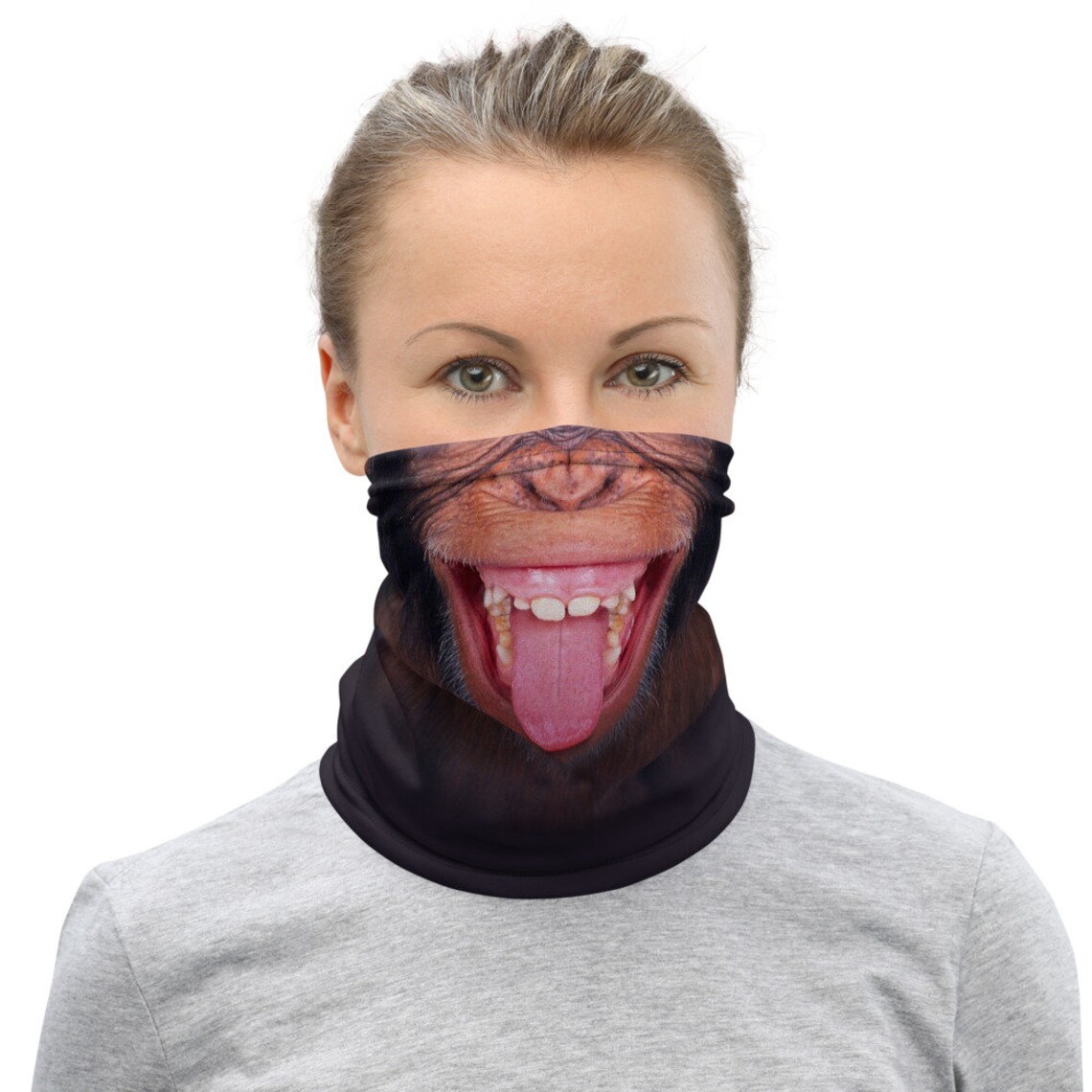 Chimpanzee Face Mask & Neck Gaiter, Washable and Reusable Face Cover ...