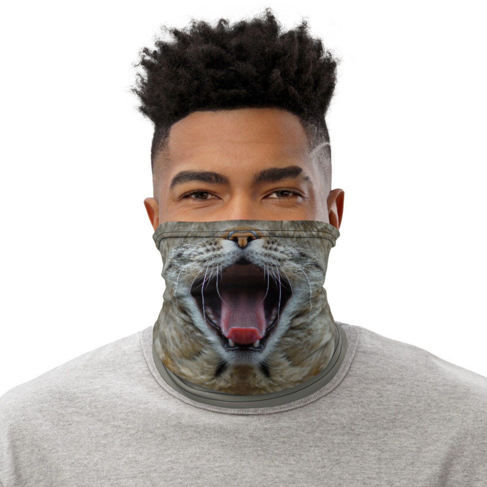 Tabby Cat Face Mask, Funny Neck Gaiter, Washable Face Covering ...