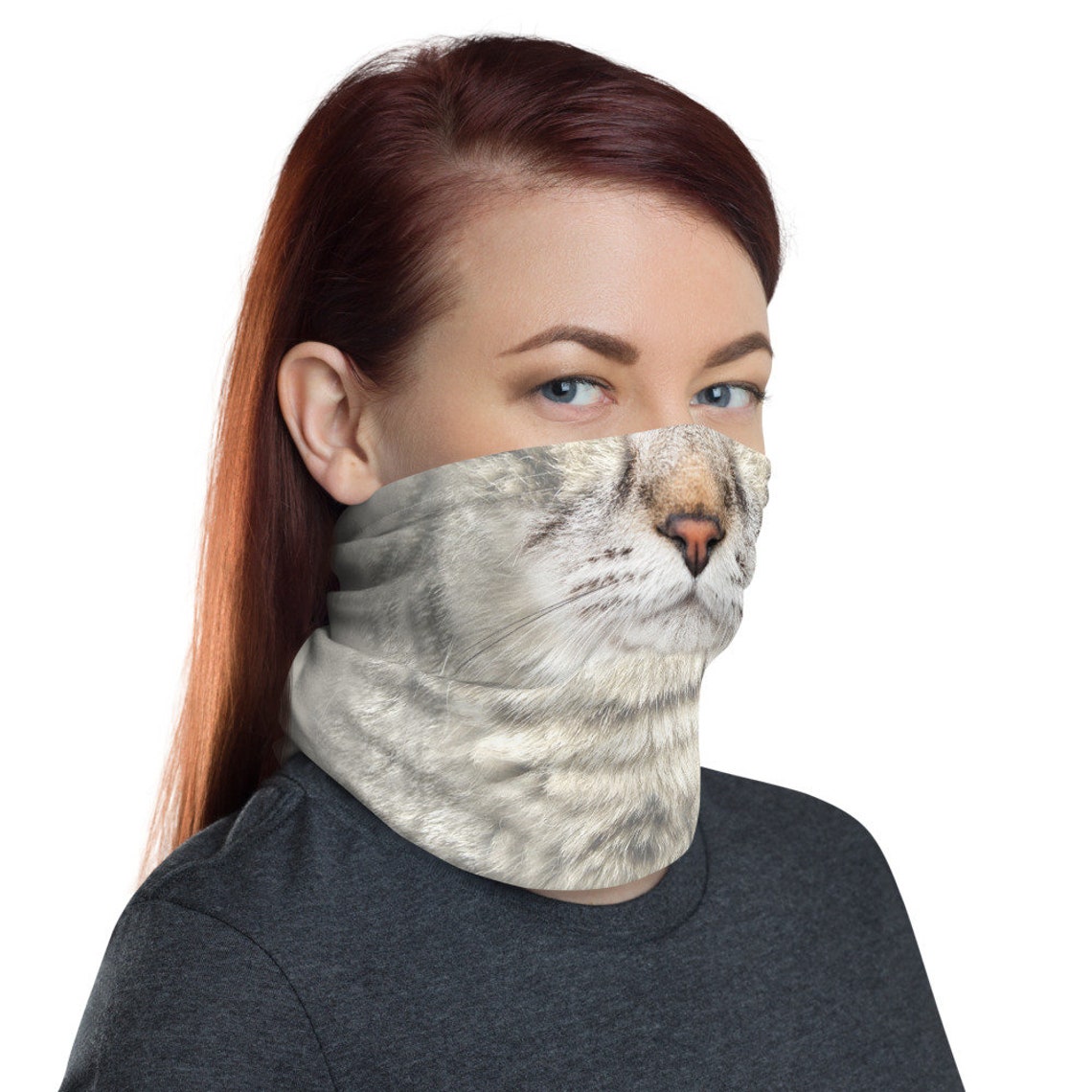 White Cat Neck Gaiter Funny Cat Mask Halloween Costume - Etsy
