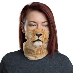 Lion Neck Gaiter, Washable Face Mask, Lion Costume, Party Face Cover ...