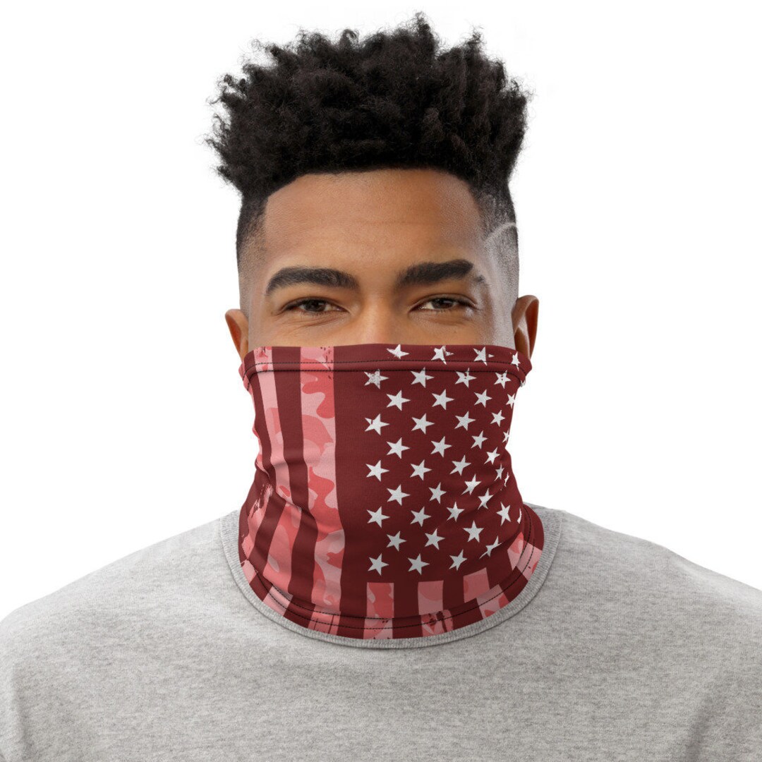 American Flag Face Mask & Neck Gaiter, Washable Reusable, Thin Red Line ...