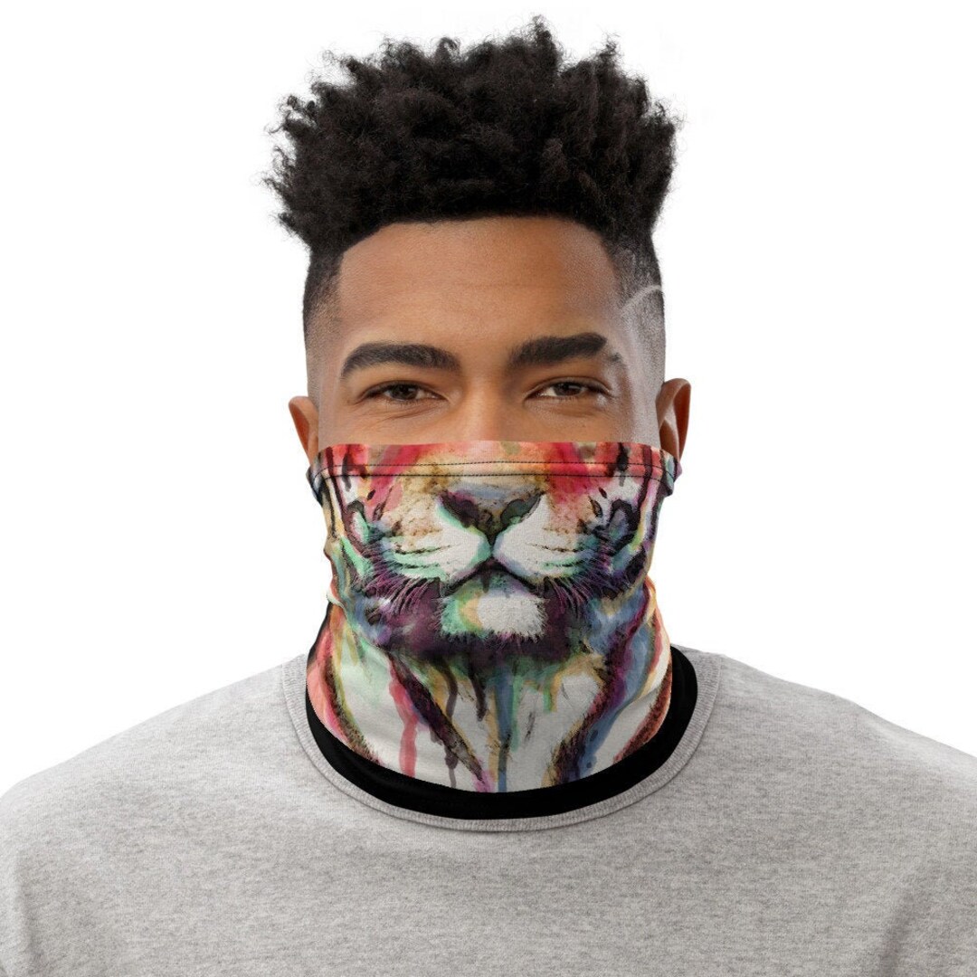 Watercolor Tiger Face Mask & Neck Gaiter, Washable and Reusable Face ...