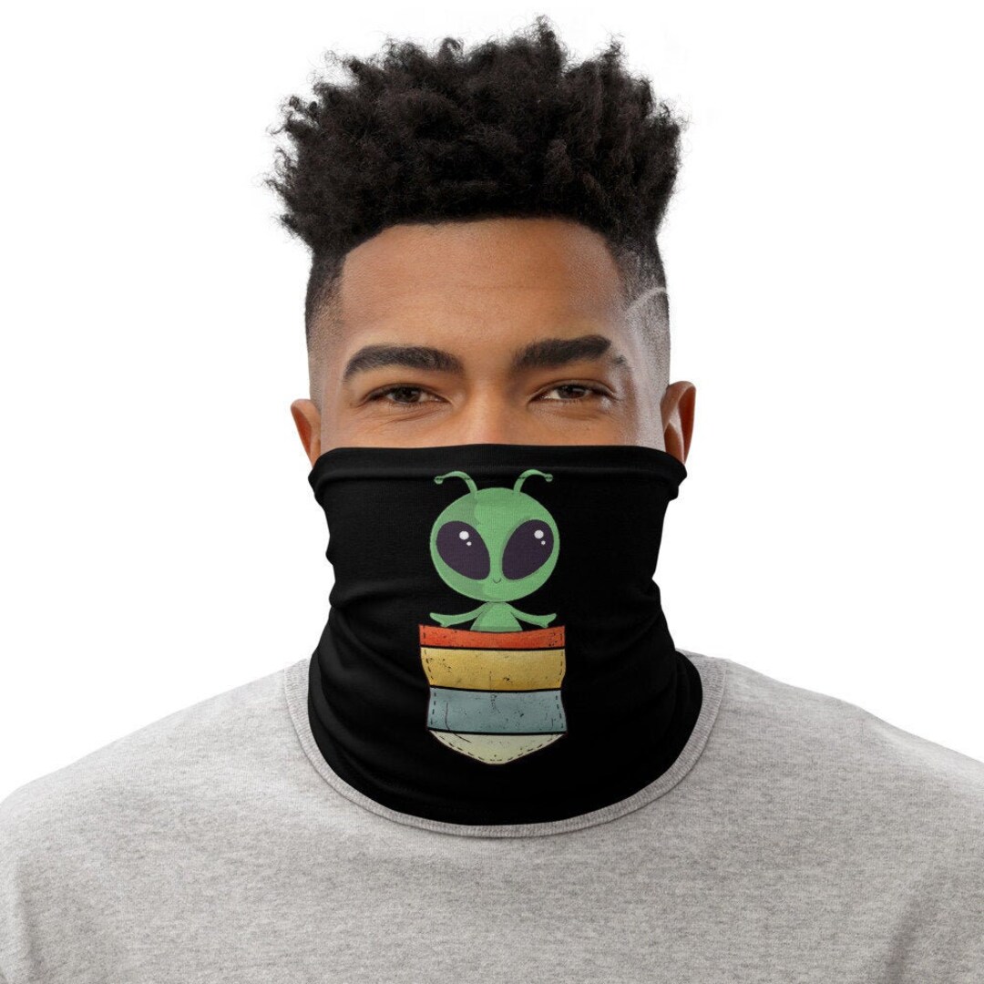 Cute Alien Face Mask, Neck Gaiter for Women Men Adults, Retro Face ...