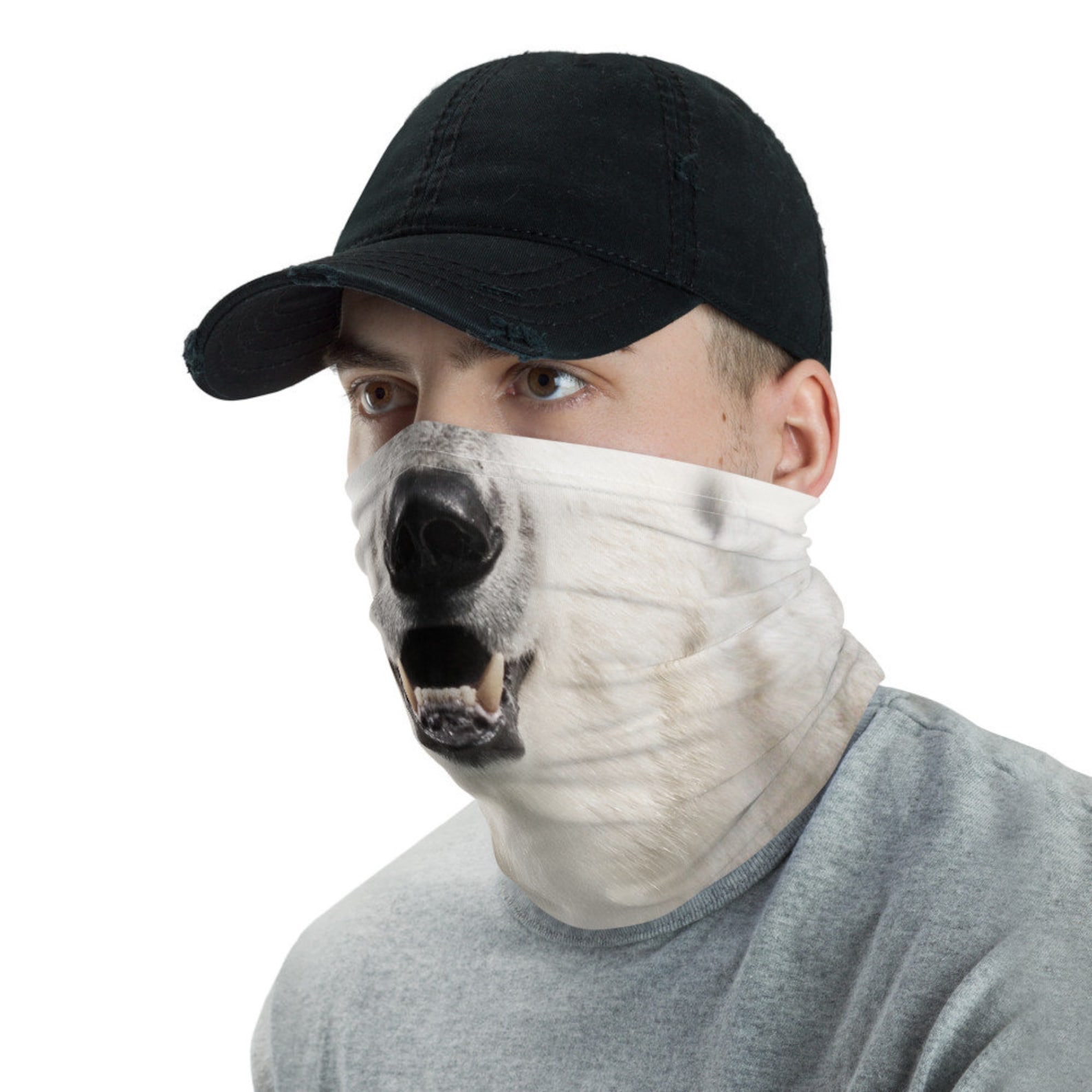 Polar Bear Face Mask, Bear Neck Gaiter, Polar Bear Costume, Washable ...