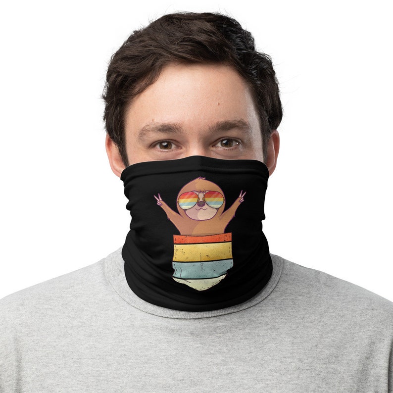 Sloth Face Mask, Neck Gaiter for Women Men Adults, Retro Vintage Face ...