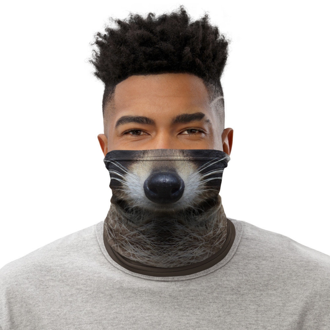 Raccoon Face Mask & Neck Gaiter, Washable Reusable, Trash Panda, Face ...
