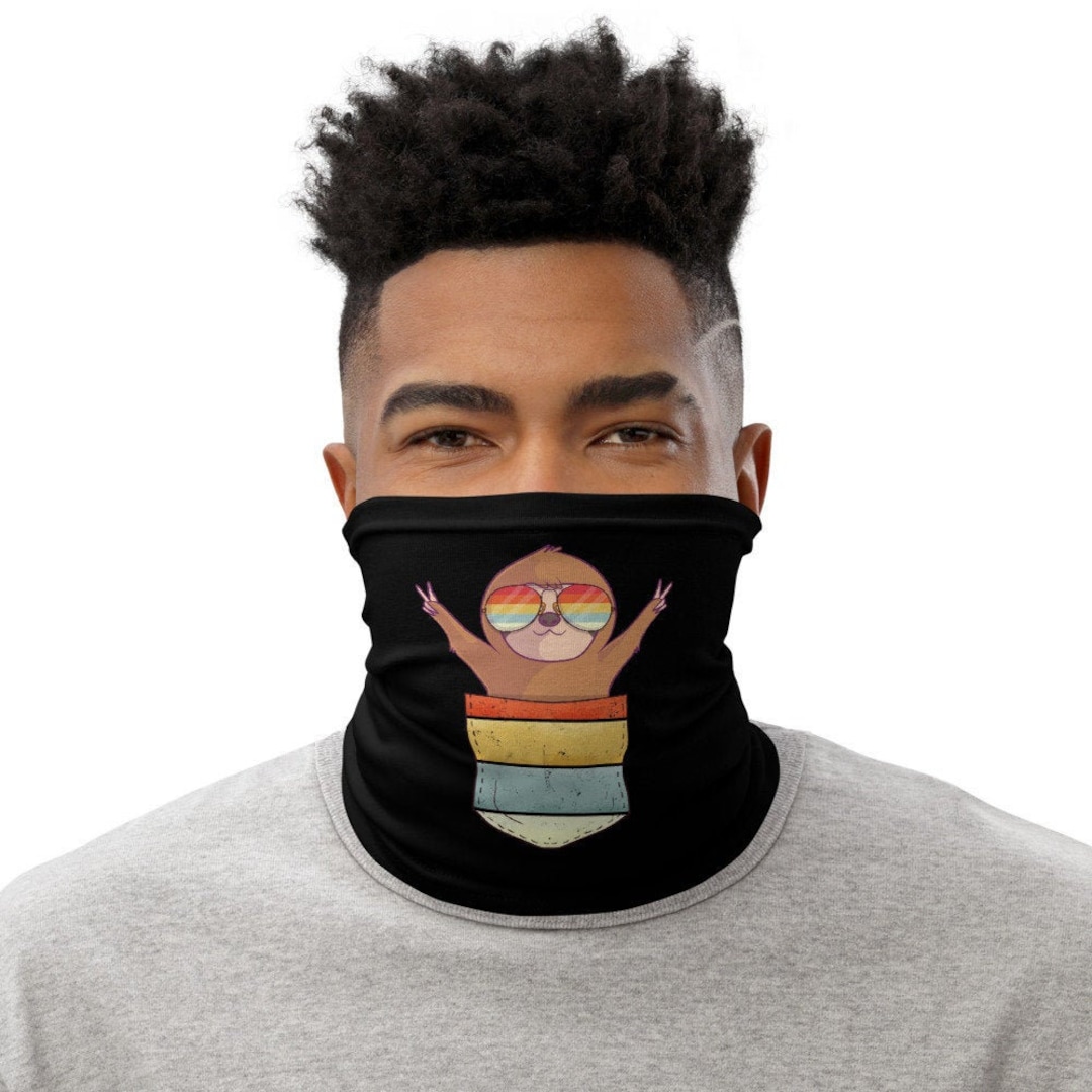 Sloth Face Mask, Neck Gaiter for Women Men Adults, Retro Vintage Face ...