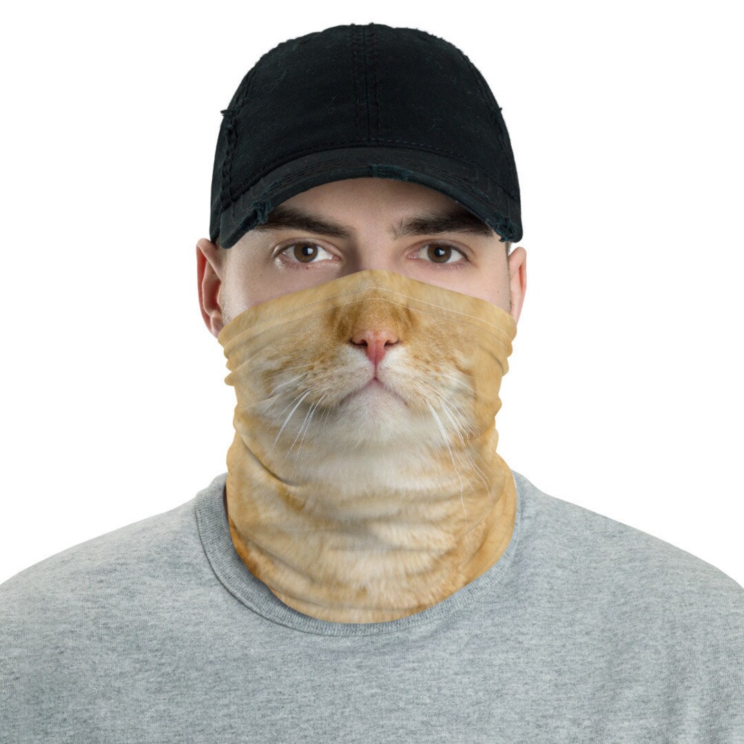 Orange Cat Neck Gaiter, Funny Cat Face Mask, Cat Costume, Face Covering ...