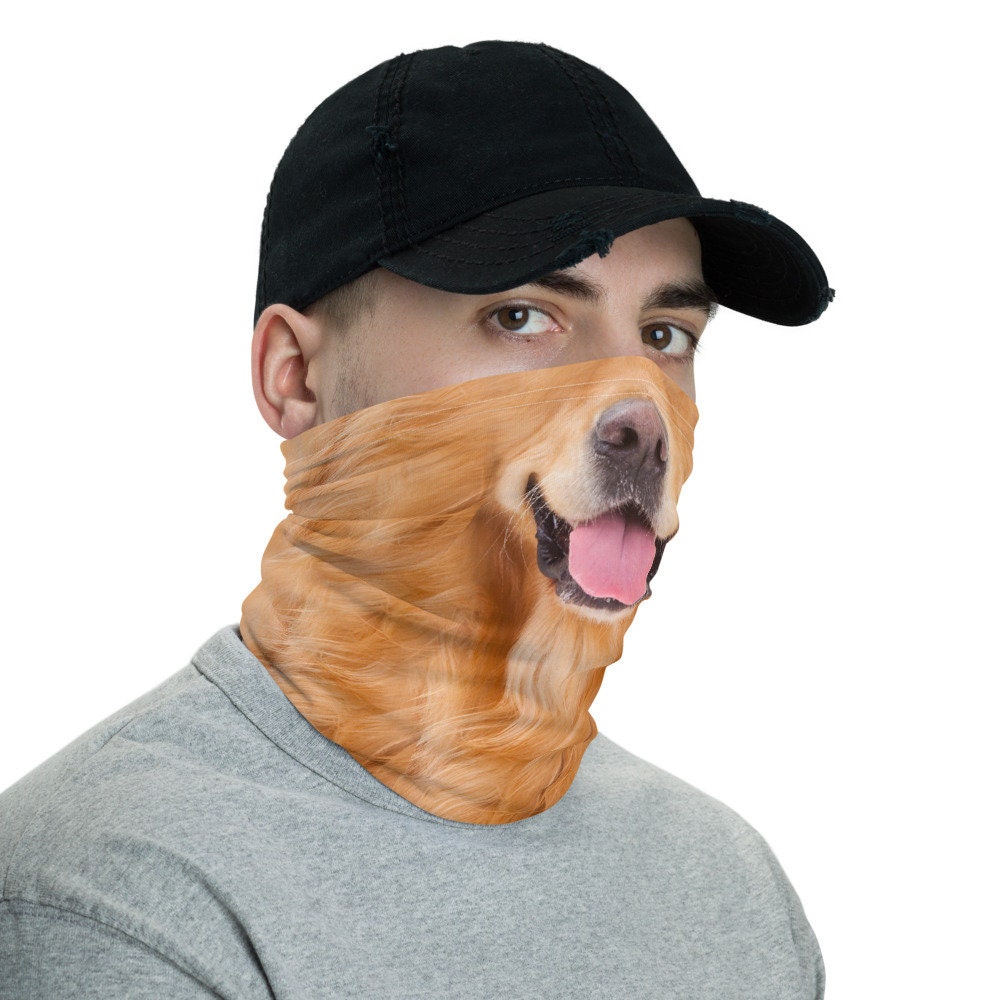 Golden Retriever Neck Gaiter, Face Mask, Funny Dog Costume, Tube ...