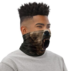 Grizzly Bear Face Mask & Neck Gaiter, Unisex All-in-one Face Covering ...