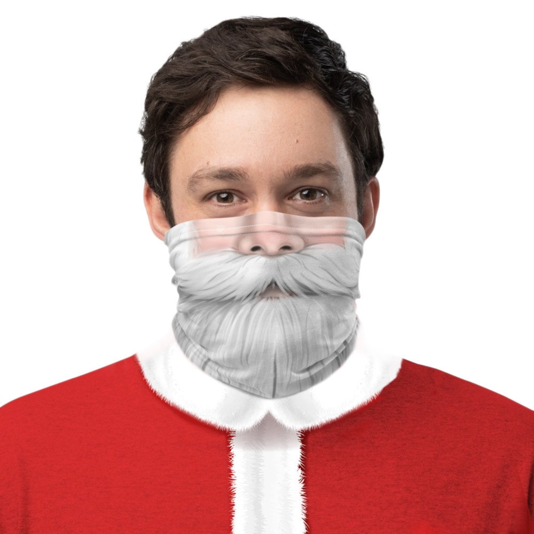 Santa Claus Face Mask Christmas Neck Gaiter X-mas Holiday Funny Beard ...