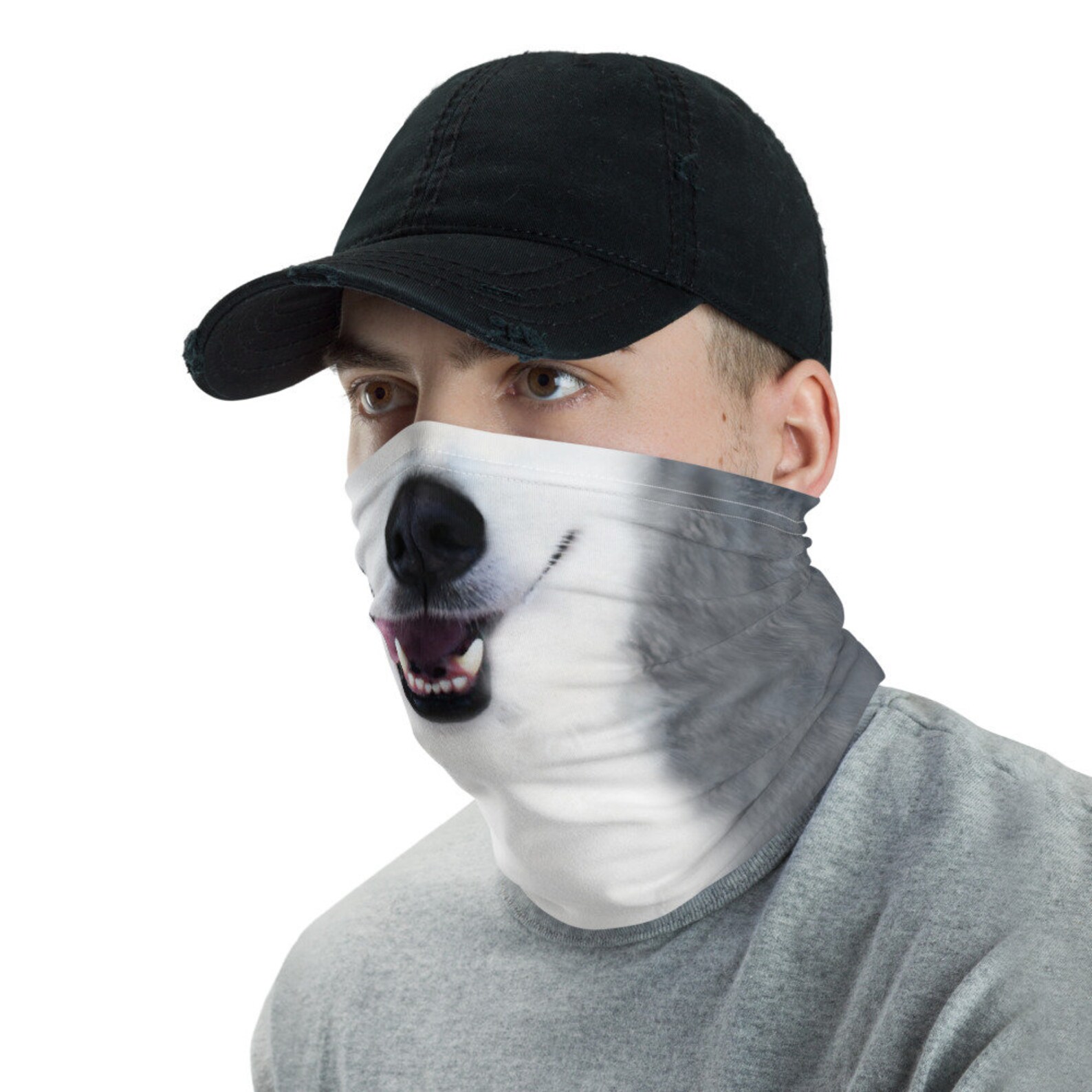 Husky Dog Neck Gaiter, Siberian Husky Costume, Unisex Face Mask, Dog ...