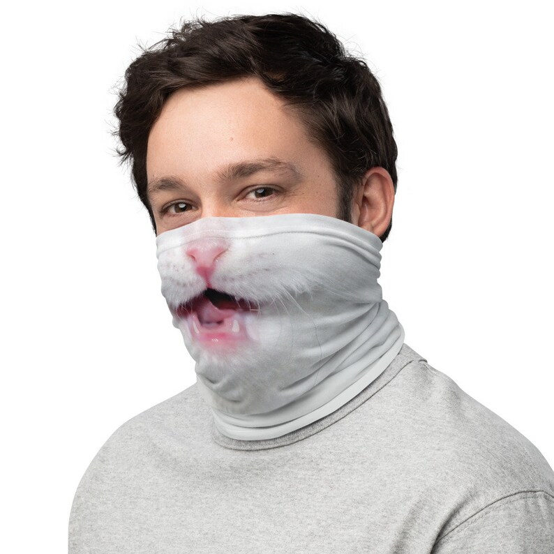 Turkish Angora Cat Face Mask, Neck Gaiter, Washable and Reusable Face ...