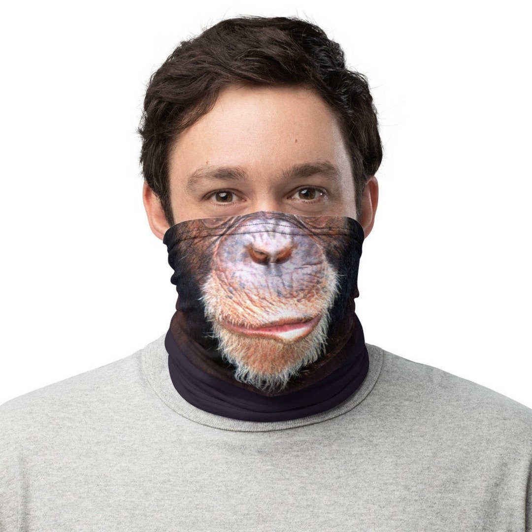 Chimpanzee Face Mask, Neck Gaiter for Men Women Adults, Face Covering ...