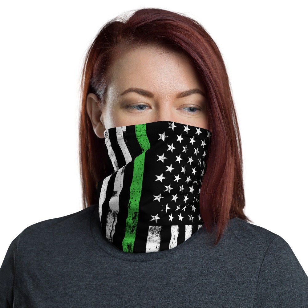 Thin Green Line American Flag Face Mask Neck Gaiter for Men - Etsy