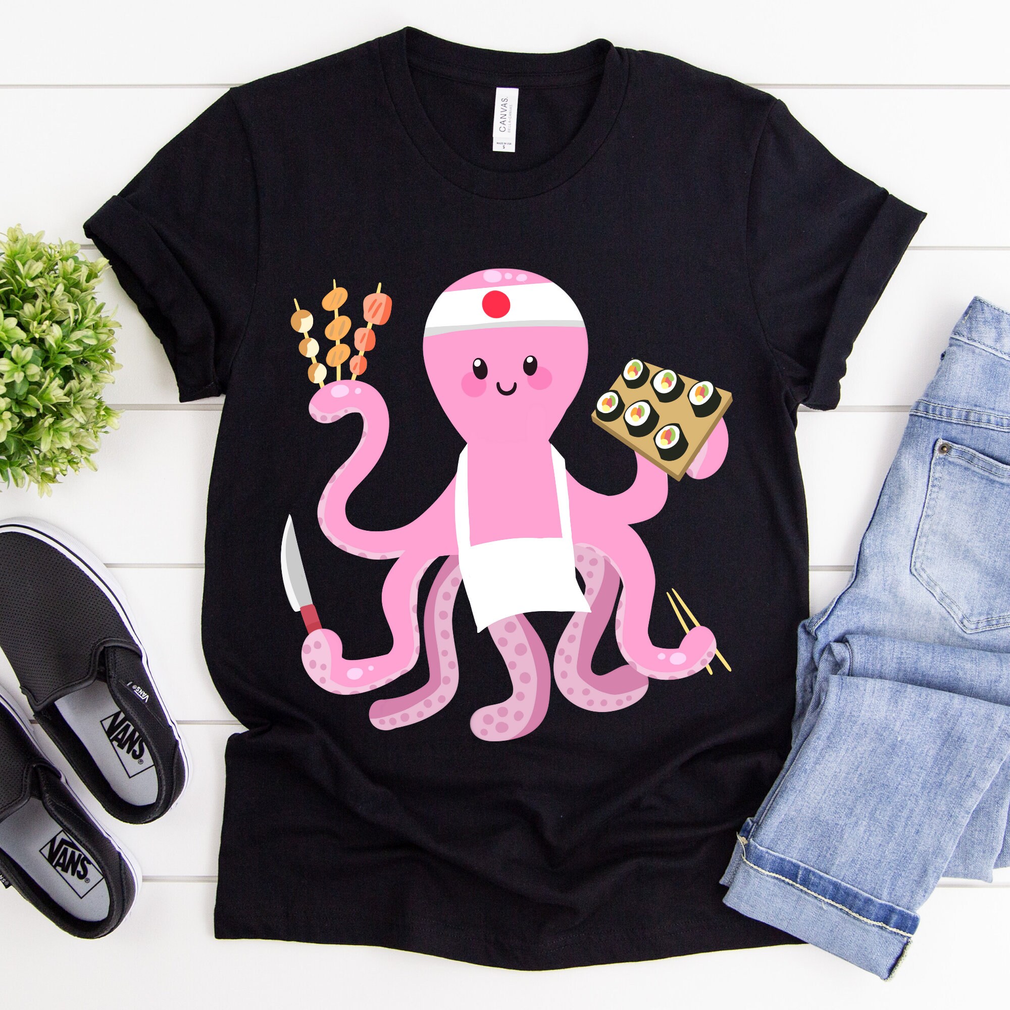 Octopus Shirt Octopus Sushi Chef Cute Octopus T For Sushi Etsy