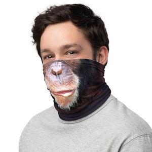 Chimpanzee Face Mask, Neck Gaiter for Men Women Adults, Face Covering ...