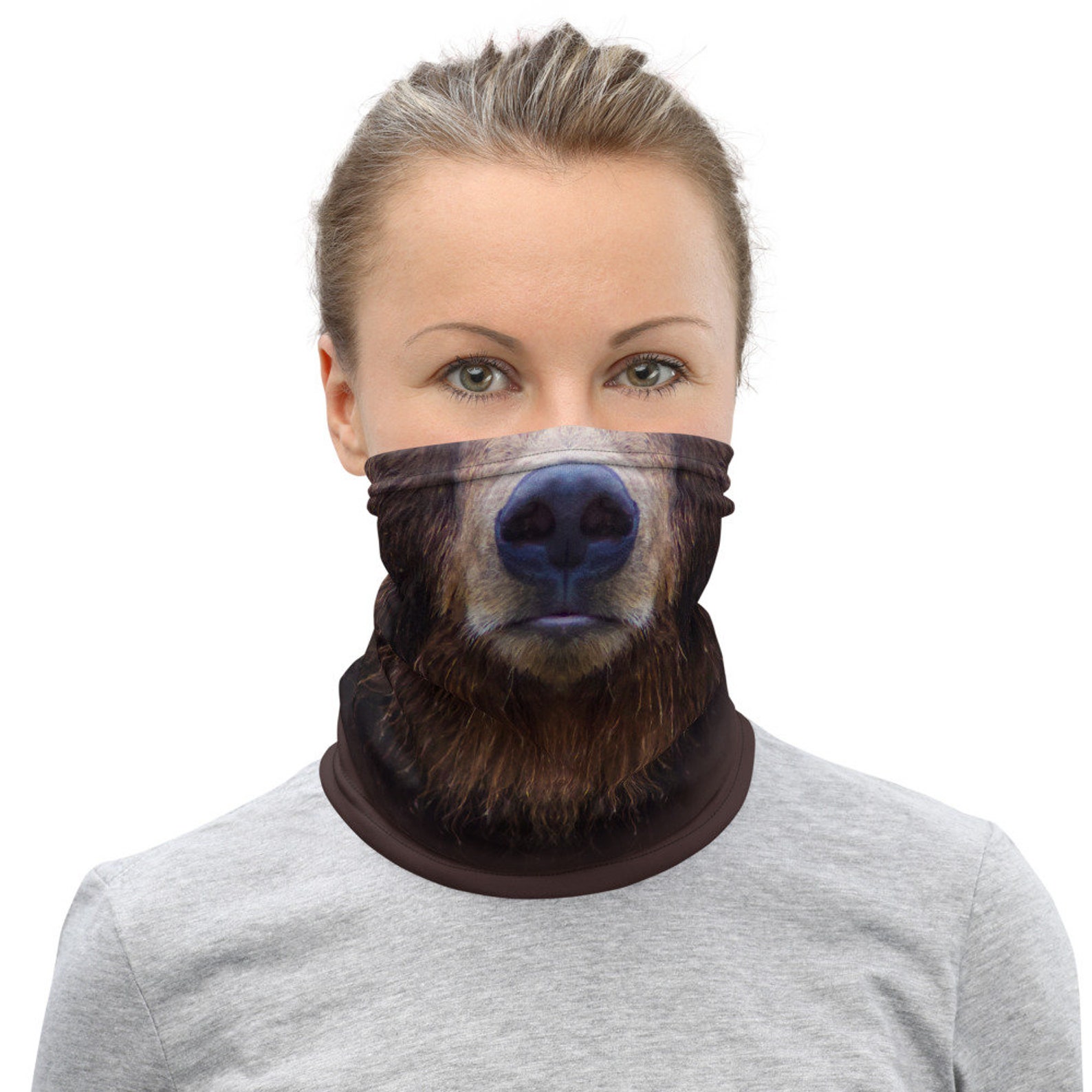 Brown Bear Face Mask Neck Gaiter Washable Reusable Face - Etsy